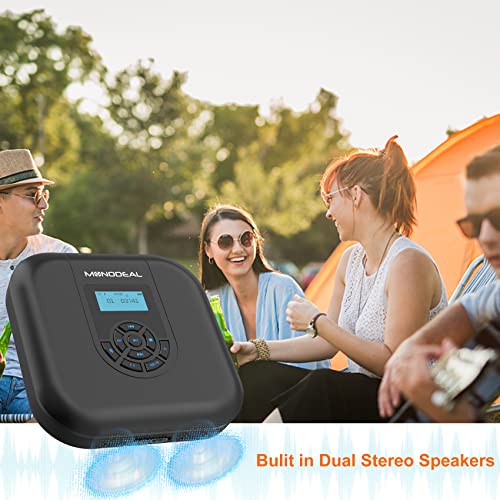 CD Player Portable, MONODEAL Bluetooth CD Player with Speakers and FM Transmitter, Rechargeable 1800mAh CD Player for Car and Home with LED Screen
