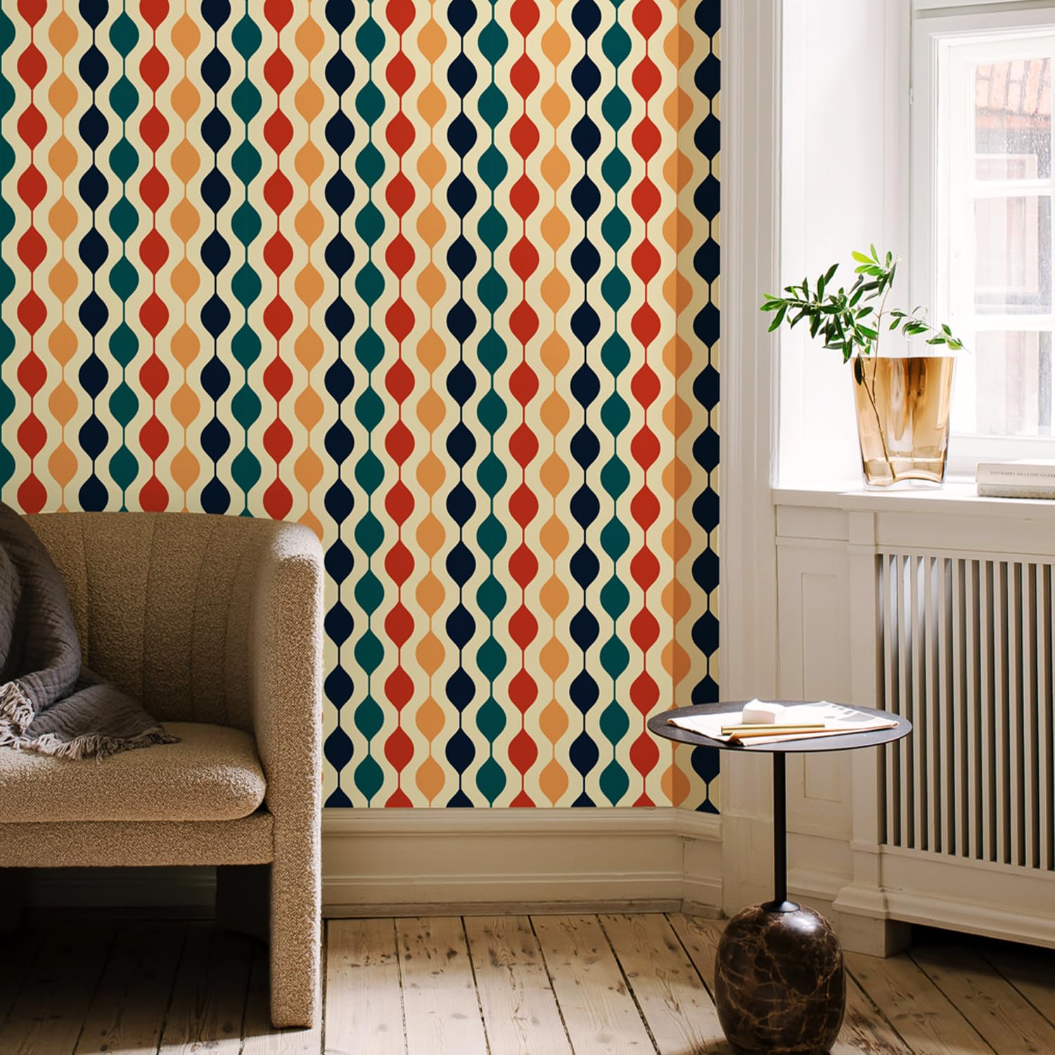 JiffDiff 393.7"x 15.7" Retro Wallpaper Neon Peel and Stick Wallpaper Self-Adhesive Wallpaper Removable Contact Paper Waterproof Wallpaper Coloring Wallpaper Peel and Stick