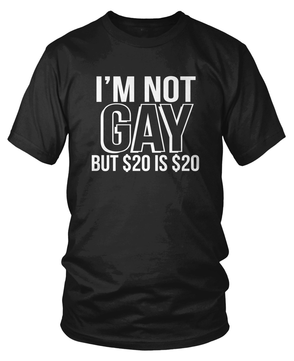Amdesco Men's I'm Not Gay, But $20 is $20 T-Shirt, Black XL
