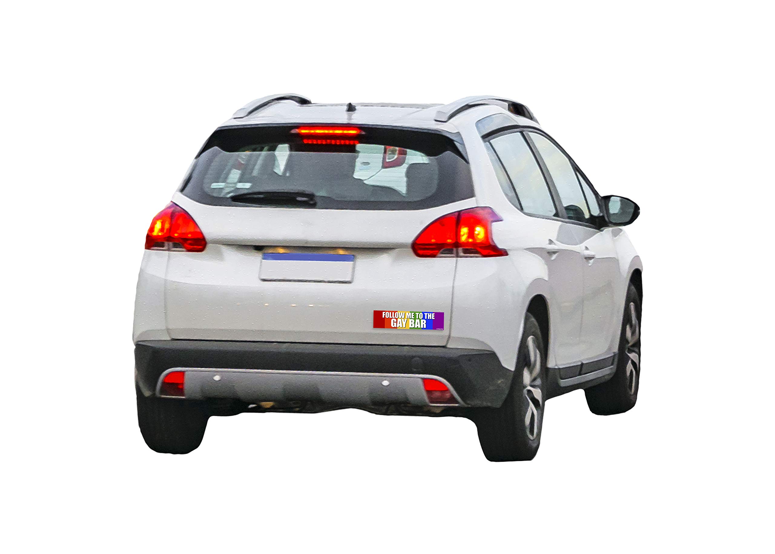 Follow Me to The Gay Bar Rainbow Auto Bumper Magnet - Hilarious!