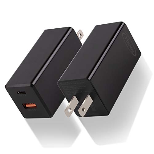 USB C Charger [GaN Tech] 65W Dual Port PD Wall Charger with 5ft USB C Cable for MacBook, USB C Laptops, iPad Pro, iPhone12, Galaxy, Pixel and More (Black)