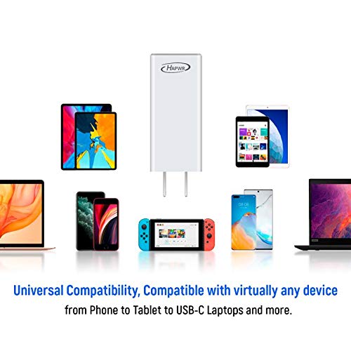 USB C Charger [GaN Tech] 65W Dual Port PD Wall Charger with 5ft USB C Cable for MacBook, USB C Laptops, iPad Pro, iPhone12, Galaxy, Pixel and More (Black)