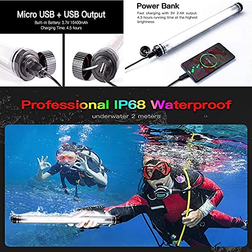 LUXCEO P7RGBPro Handheld Photography Light with APP Control 360 ° Full Color LED Video Light Wand 12 Lighting Modes,CRI≥95 IP68 Waterproof,10400mAH Rechargeable Battery 3000k 5750k RGB Colorful Stick