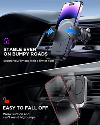 Magnetic Wireless Car Charger Mount, Compatible with MagSafe Car Mount Charger for iPhone 14 13 12 Pro Max Plus Mini, Auto Clamping (Power Supply not Included)