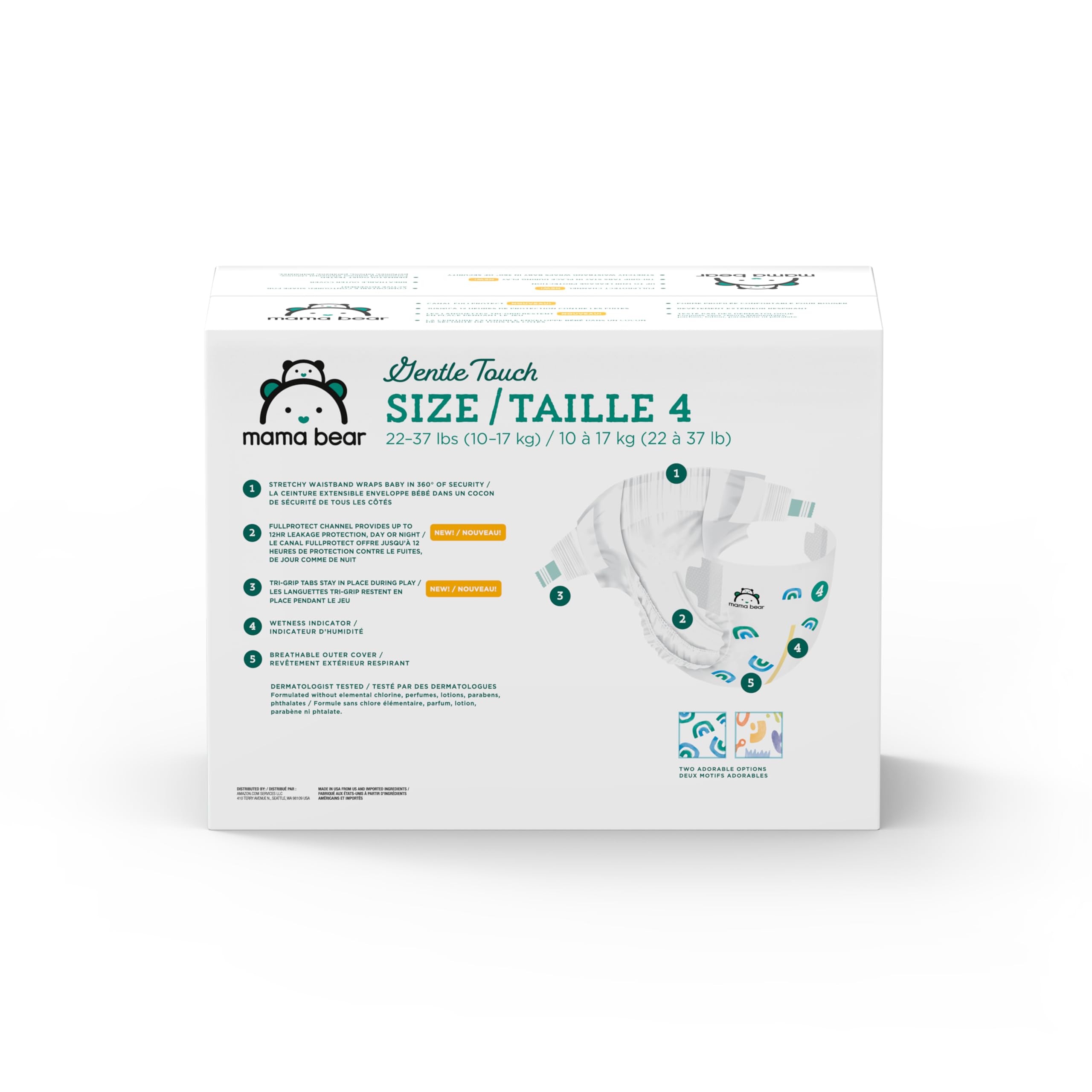 Amazon Brand - Mama Bear Gentle Touch Diapers, Hypoallergenic, Size 4, 148 Count (4 packs of 37)
