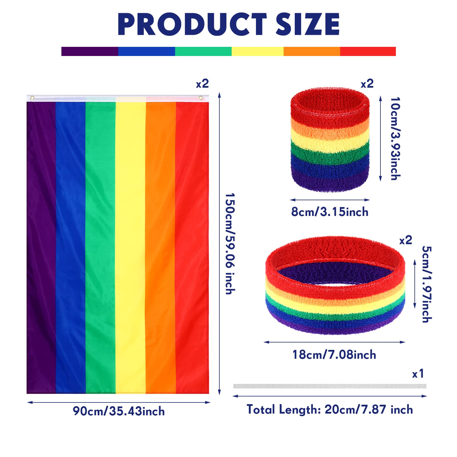 Halloween Costume Set Gay Pride Rainbow Set, Rainbow Pride Cape Pride Flag Rainbow Striped Sweatband Headband Wristbands for LGBT Gay Holiday Party Celebration