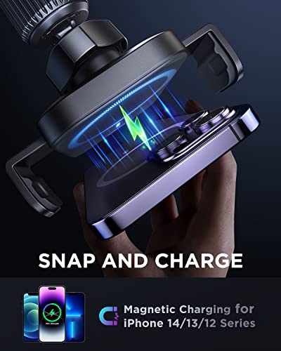 Magnetic Wireless Car Charger Mount, Compatible with MagSafe Car Mount Charger for iPhone 14 13 12 Pro Max Plus Mini, Auto Clamping (Power Supply not Included)