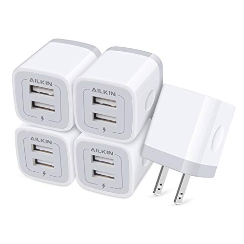【5Pcs】 USB Plug, Wall Charger Fast Charging Block, Power Adapter Cube 2 Port Charge Travel Brick Cell Quick Chargers Box cargador for iPhone 14 13 12 SE 11Pro Max Samsung Galaxy LG iPad X 8 7 6 Plus
