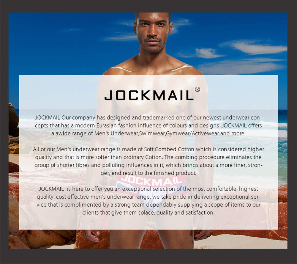 JOCKMAIL Mens Cotton Underwear Bikini Jockstrap Underwear for Men G-String Thong (XXL, Red)