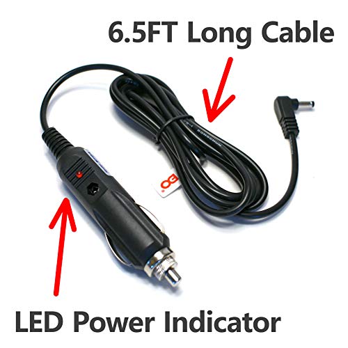 EDOTech 6-1/2' DC Car Charger Adapter Cable Power Cord for All 7" 9" 10" Sylvania Naviskauto Portable Single Dual Screen DVD Player