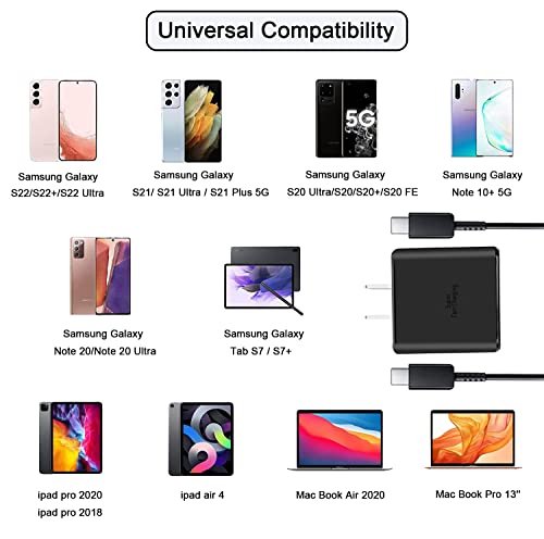 Super Fast Charger 45W USB C Charger for Samsung Galaxy S22 Ultra / S22+ / S22 / S21 / Note 10 + / Note 20 / S21 Ultra / S20 / S20 Ultra/Z Fold 3 / Tab S7 / S7+ 45W Charger