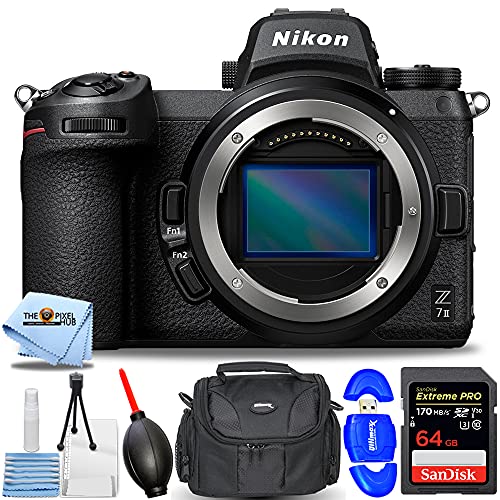 Nikon Z 7II Mirrorless Digital Camera (Body Only) 1653 - Essential Bundle Includes: Sandisk Extreme Pro 64GB SD, Memory Card Reader, Gadget Bag, Blower. Microfiber Cloth and Cleaning Kit