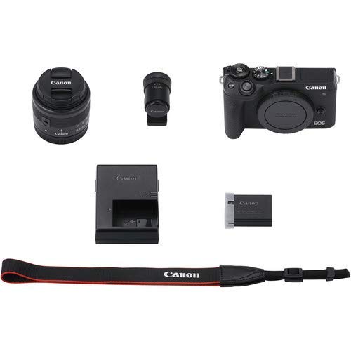 Canon EOS M6 Mark II Mirrorless Digital Camera with 15-45mm Lens and EVF-DC2 (Black) International Model (Renewed)