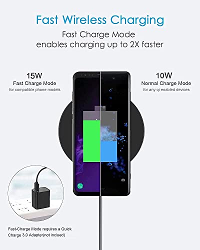 Natural Limestone 15W Wireless Charger, bhipo Fast Wireless Charging Pad, Compatible with iPhone 13/13Pro/13Pro Max/12/12 Pro/SE 2020/11, Samsung Galaxy S21 S20 Note 10, AirPods Pro(No AC Adapter)