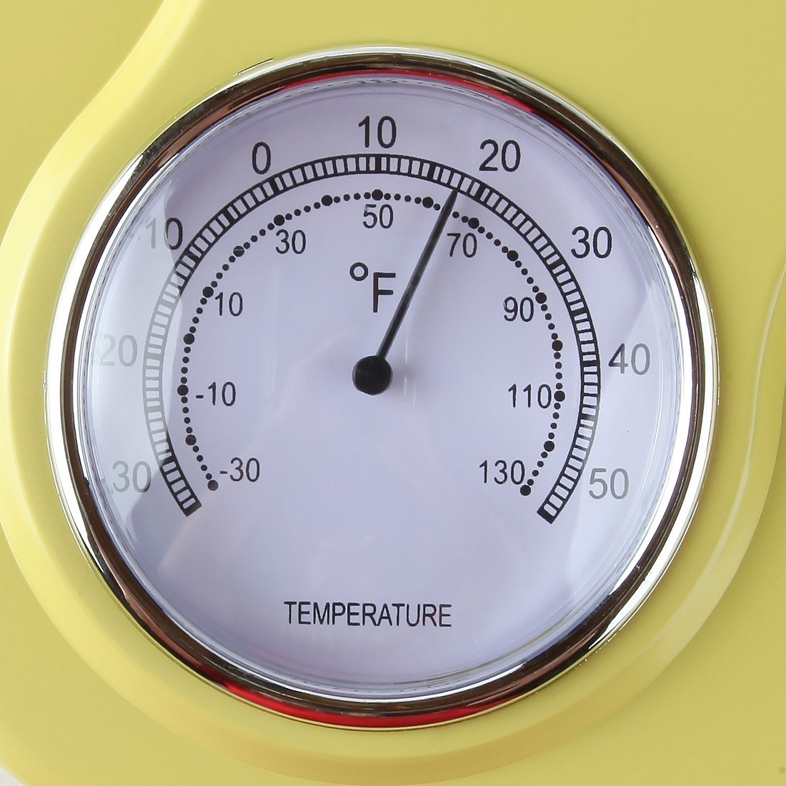 Lily's Home Retro Kitchen Wall Clock, with a Thermometer and 60-Minute Timer, Ideal for Any Kitchen, Yellow (9.5 in x 13.3 in)