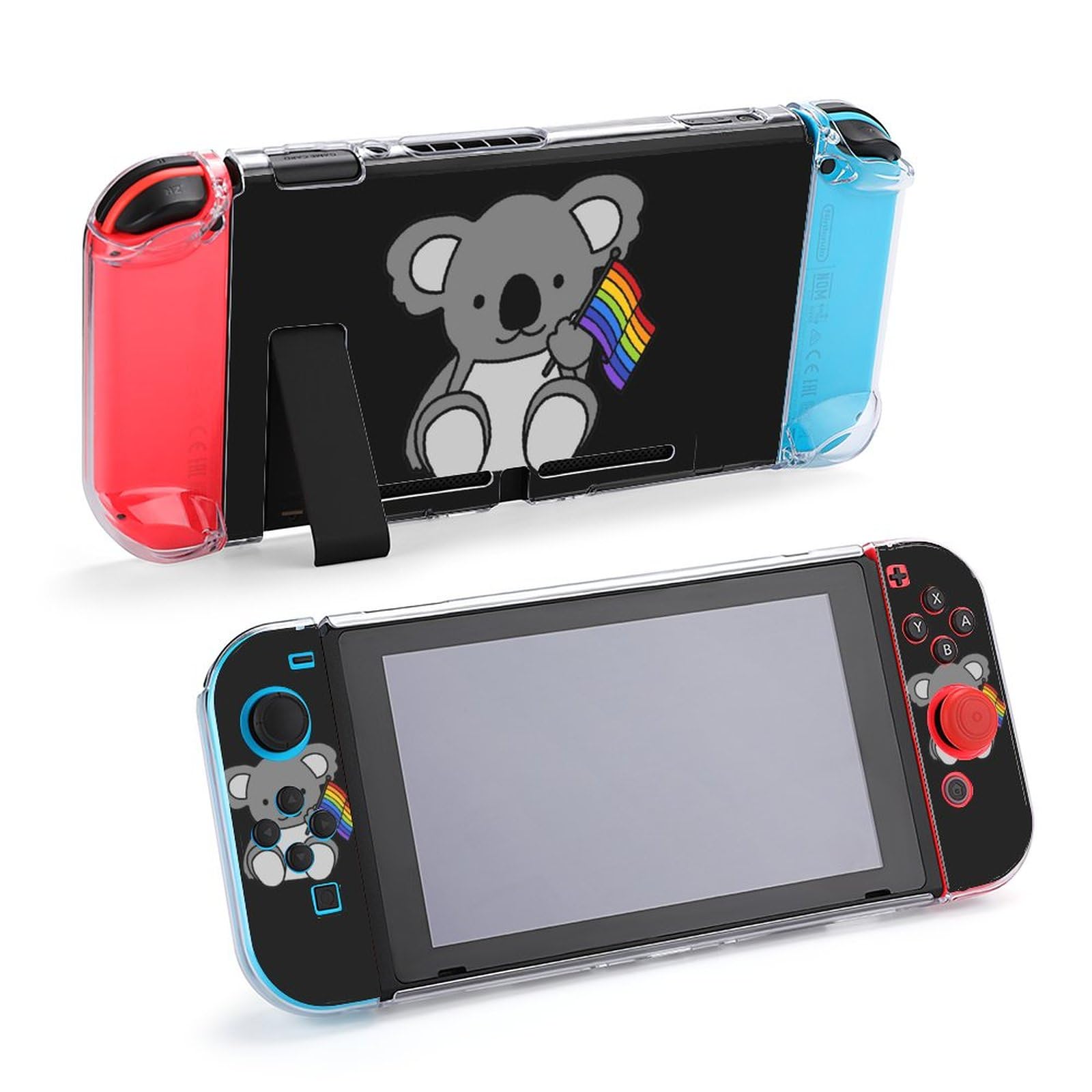 Gay Pride Koala Printed Protective Case Cover Compatible with Switch Game Console Controller with Holder Stand