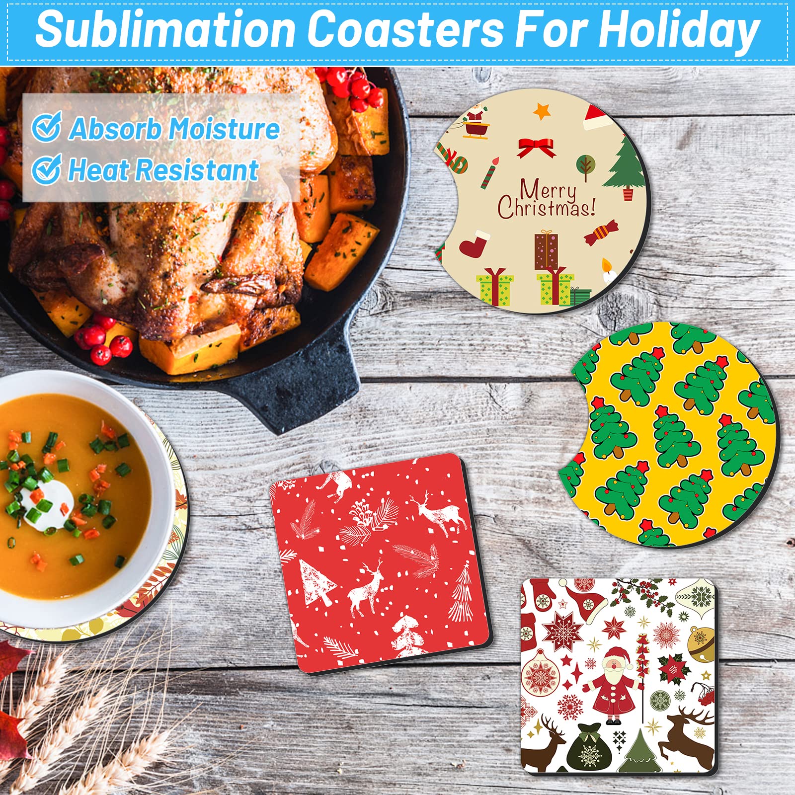 modacraft 82 PCS Sublimation Blanks Products Set, DIY Sublimation Starter Kit with 20 Car Coasters, 12 Keychains, 8 Earrings, 4 Mouse Pads, 3 Pillow Covers, 3 Puzzles