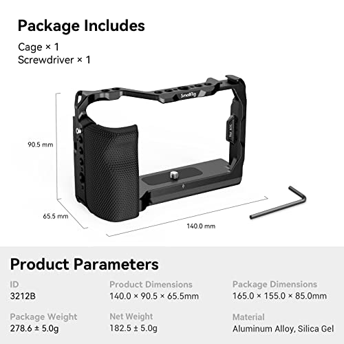 SmallRig Full Cage with Silicone Side Handle for Sony A7C, Comes with Locating Holes for ARRI, Quick Release Plate for Arca and Cold Shoe Mount - 3212B