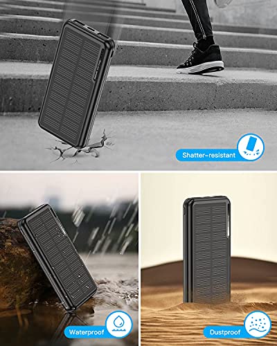 Anyzoo Solar Portable Charger 20000mAh, Power Bank with External Solar Battery Panels, Battery Pack with Dual inputs & Outputs Compatible with Cellphones