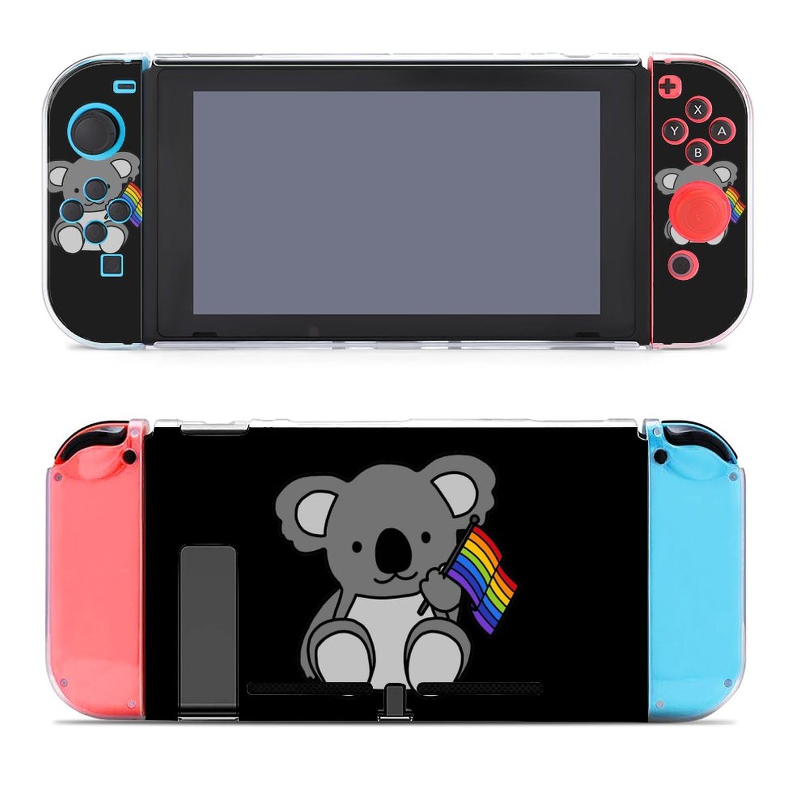 Gay Pride Koala Printed Protective Case Cover Compatible with Switch Game Console Controller with Holder Stand