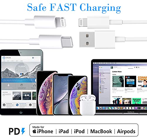[Apple MFi Certified] iPhone Fast Charger, Veetone 20W Dual Port USB C Power Delivery Wall Charger Plug&2Pack 6FT Lightning Cable, PD/QC3.0 Type C Quick Charge for iPhone 13/12/11/XS/XR/X/iPad/Airpods