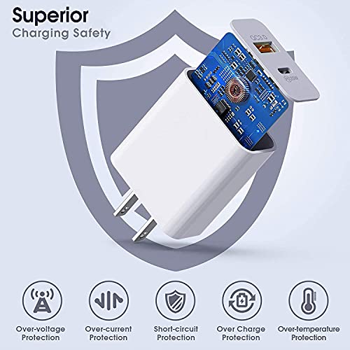[Apple MFi Certified] iPhone Fast Charger, Veetone 20W Dual Port USB C Power Delivery Wall Charger Plug&2Pack 6FT Lightning Cable, PD/QC3.0 Type C Quick Charge for iPhone 13/12/11/XS/XR/X/iPad/Airpods