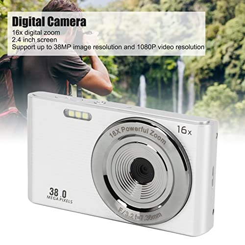 Digital Camera, FHD 1080P Kids Video Camera with 2.4 Screen, 38MP 16X Digital Zoom Portable Compact Camera with Battery for Teens Beginners