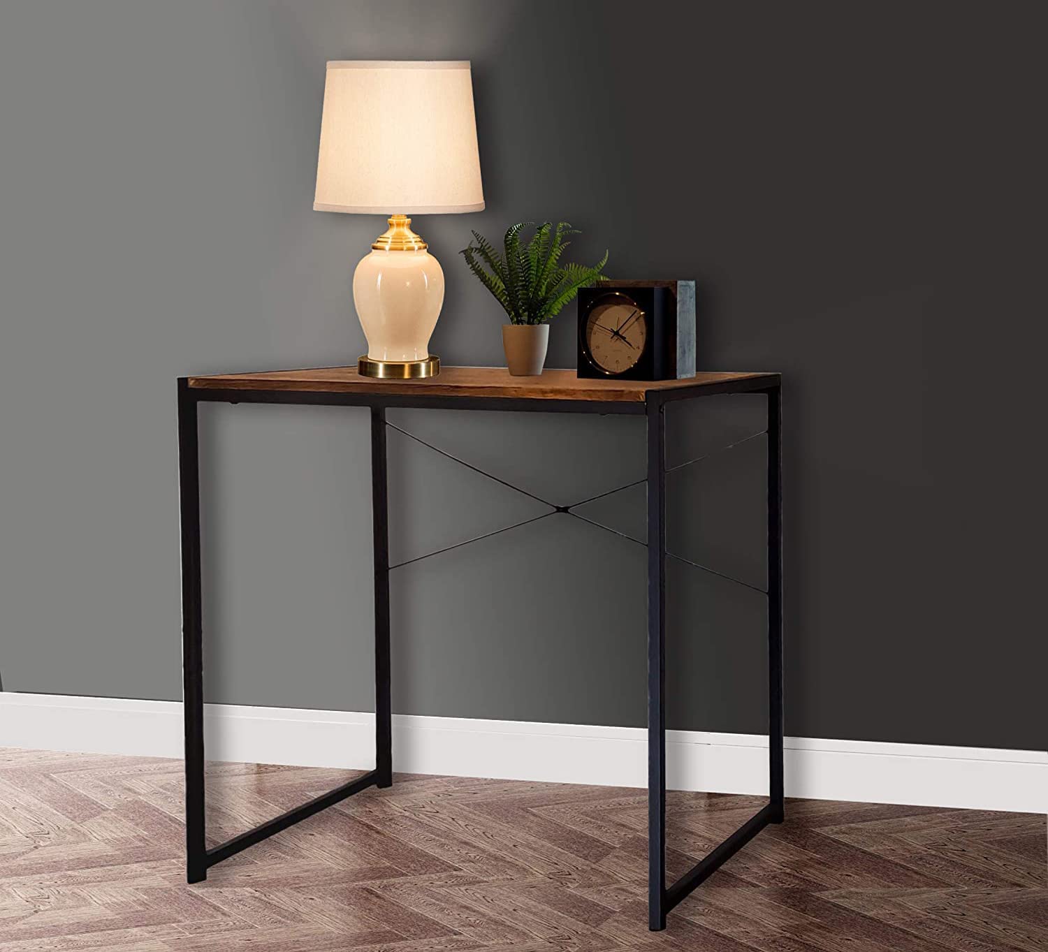 eHemco Multifunctional Rectangular Desk with Coffee Top and Black Legs