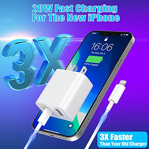 [Apple MFi Certified] iPhone Fast Charger, Veetone 20W Dual Port USB C Power Delivery Wall Charger Plug&2Pack 6FT Lightning Cable, PD/QC3.0 Type C Quick Charge for iPhone 13/12/11/XS/XR/X/iPad/Airpods