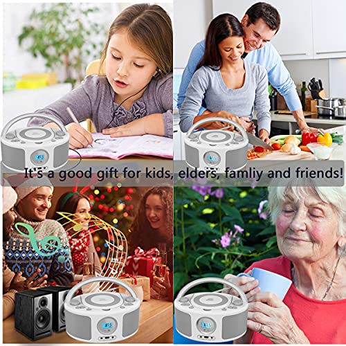 CD Radio Portable CD Player Boombox with Bluetooth,FM Radio, USB Input and 3.5mm AUX Headphone Jack,CD-R/CD-RW/MP3/WMA Playback,AC/Battery Powered(WTB-791)