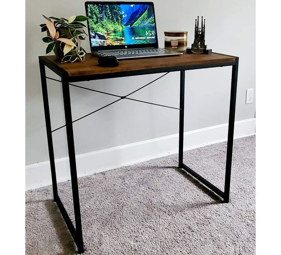eHemco Multifunctional Rectangular Desk with Coffee Top and Black Legs