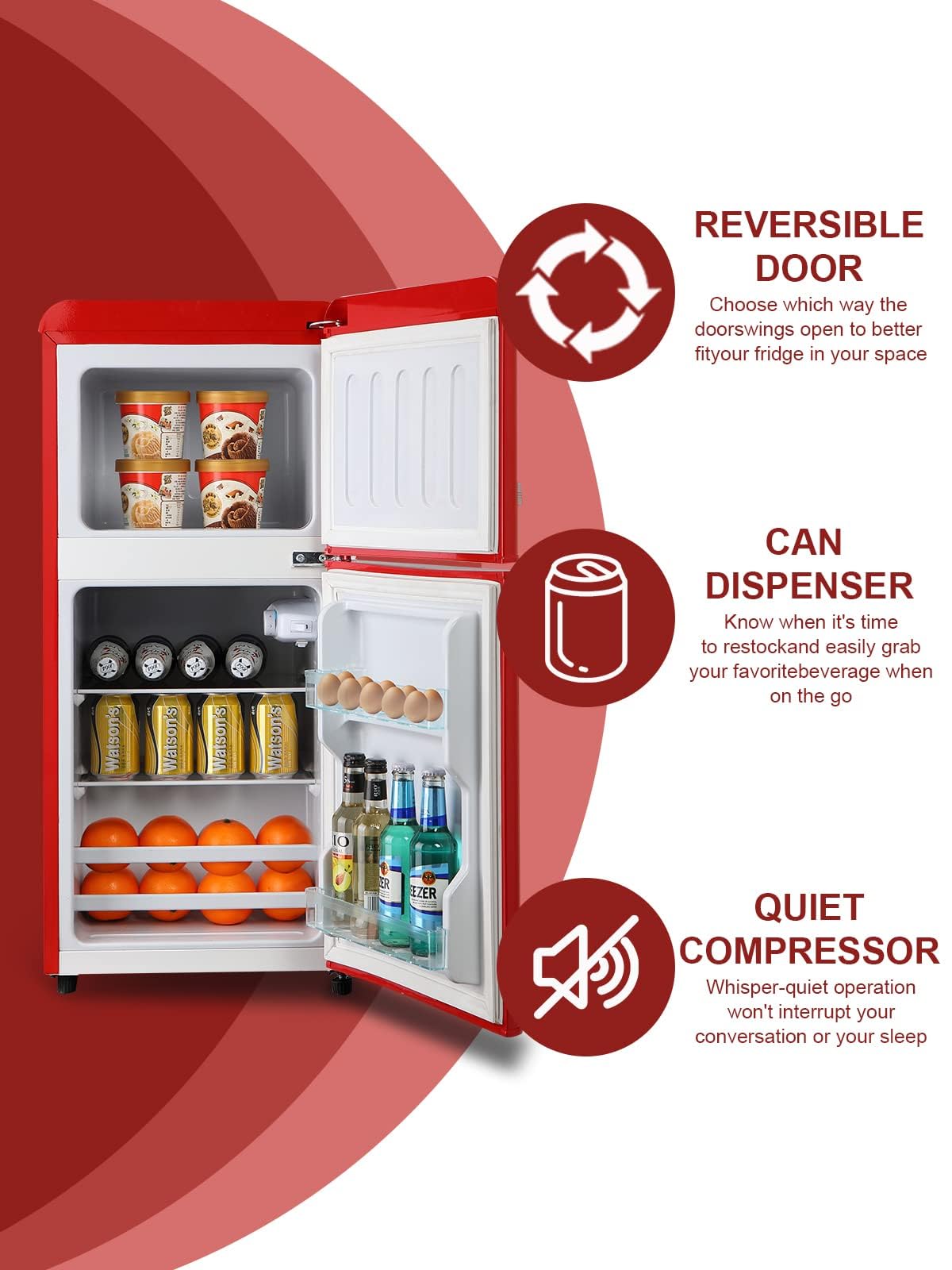 Tymyp TY-FLS-80G-RED-H006 Refrigerator with Freezer, Red