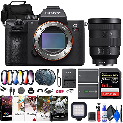 Sony a7R IIIA Mirrorless Camera (ILCE7RM3A/B) FE 24-105mm Lens + 64GB Memory Card + Filter Kit + Color Filter Kit + Lens Hood + Bag + NP-FZ100 Compatible Battery + Card Reader + More