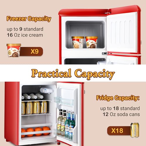 Tymyp FLS-80G-RED-ZQL01 Compact Refrigerator, Red