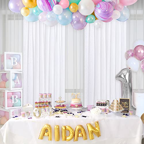 White Glitter Sequin Backdrop 4 Packs 2ftx8ft Shimmer Fabric Backdrop Luxury Panel Backdrop for Birthday Party Decoration