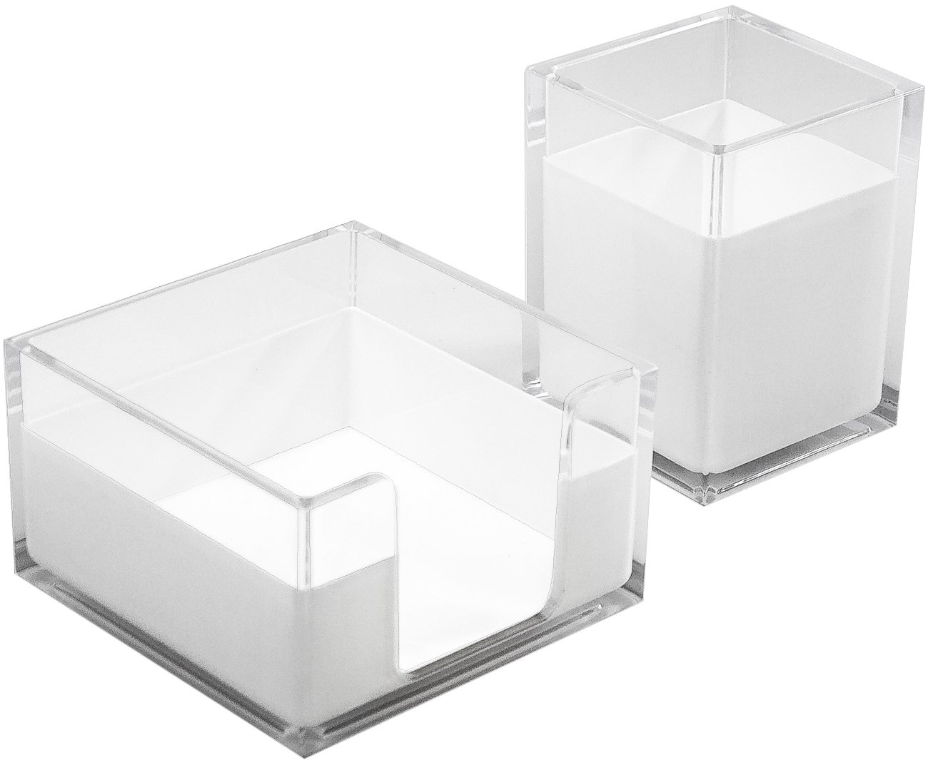 Sorbus Acrylic Desk Organizers Set – 3-Piece, Includes Desk Organizer Caddy, Memo Tray and Pen Cup, Modern Desk Accessories Organizer Great for Home or Office, White Clear (Desk Organizer Set)