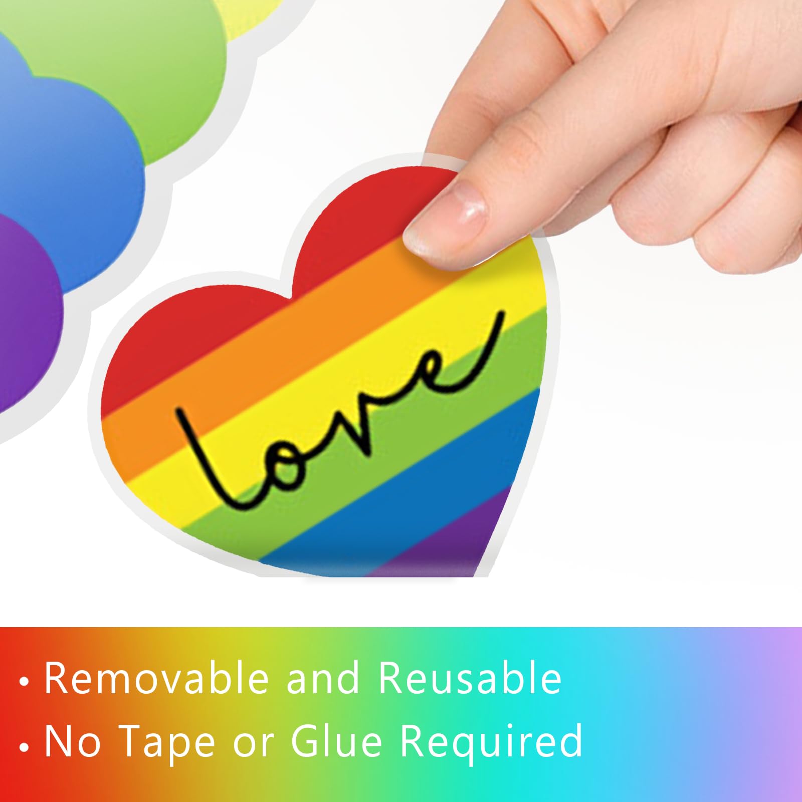 Mfault Gay Pride LGBTQ Rainbow Window Clings 4 Sheets, Progress Pride Flag Equality Diversity Love Hearts Stickers Decals Decorations, Lesbian Pansexual Bisexual Pride Month Home Kitchen Decor
