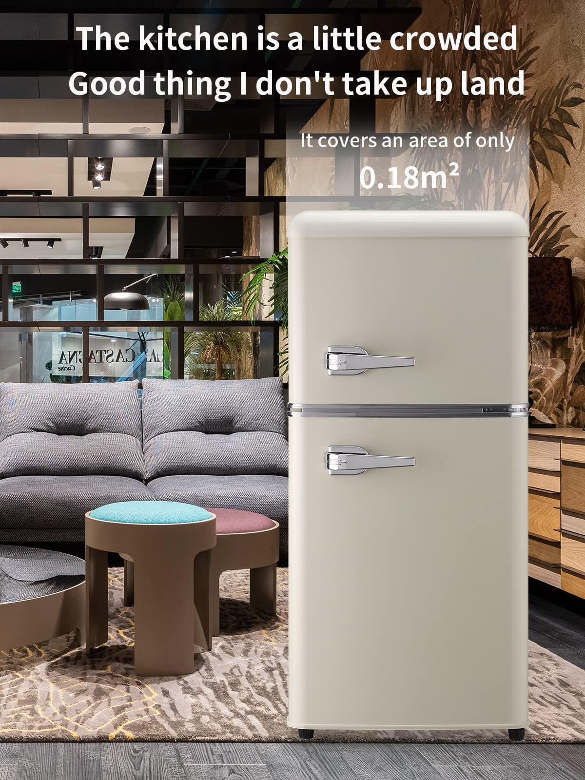 Tymyp TY-FLS-80G-CREAM-H004 Refrigerator with Freezer, Cream