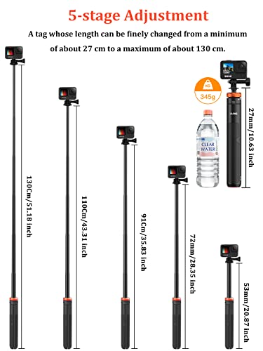 UURig Extendable Gopro Tripod for Insta360 Selfie Stick Gopro Hero 10/9/8/7/6/5 Black/Gopro Max DJI Osmo Action Insta 360 AKASO Action and More Action Camera (T3)