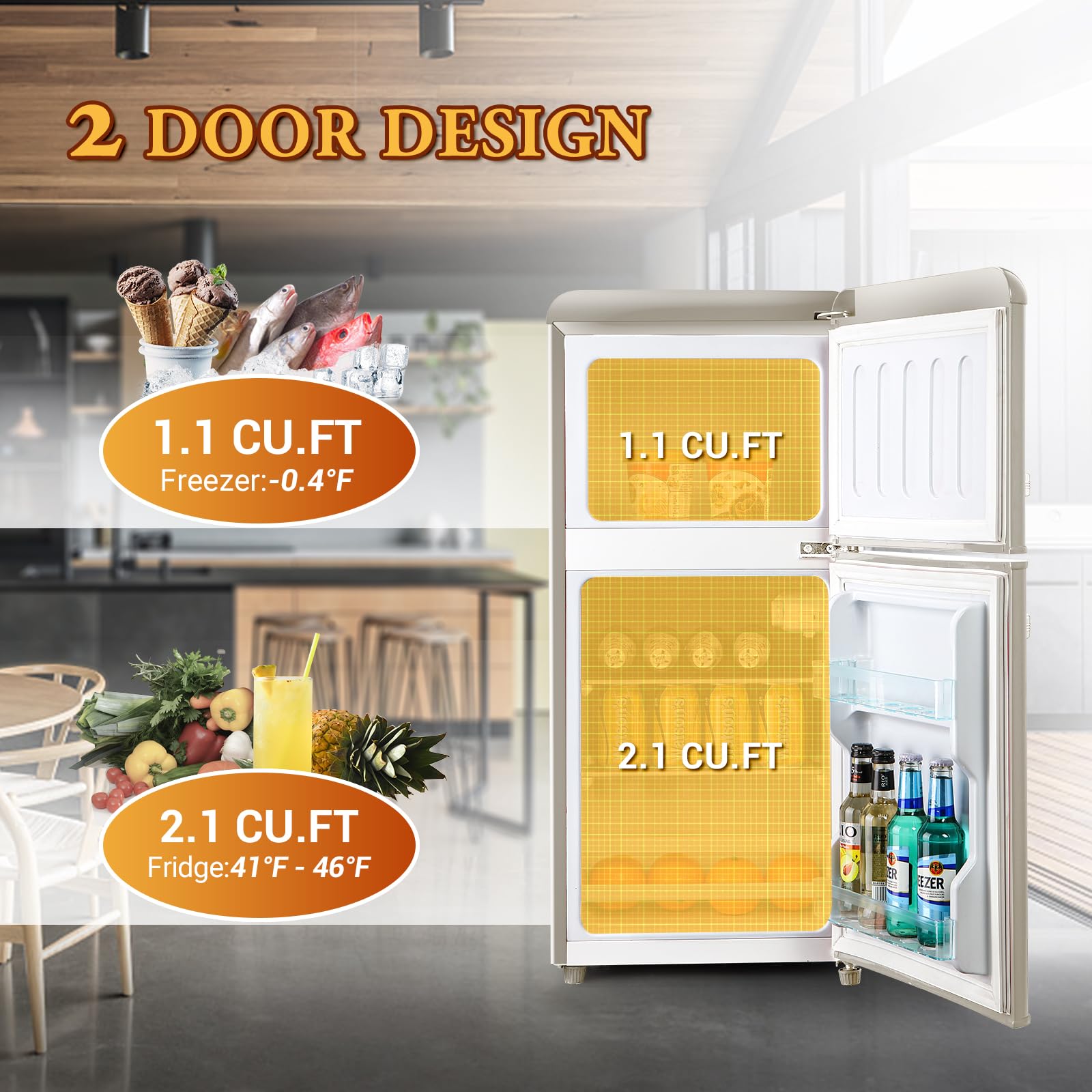 Tymyp FLS-80G-cream-ZQL11 Compact Refrigerator, Cream