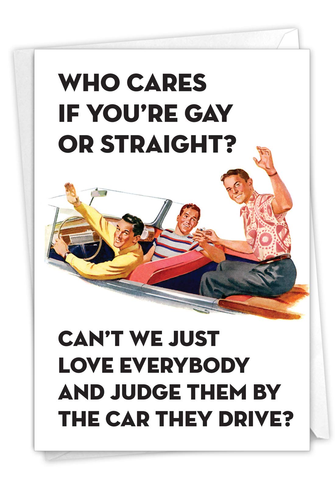 NobleWorks - 1 Funny Vintage Birthday Card - Hilarious Retro Greeting, Grown-Up Humor for Happy Birthdays - Gay or Straight 4150