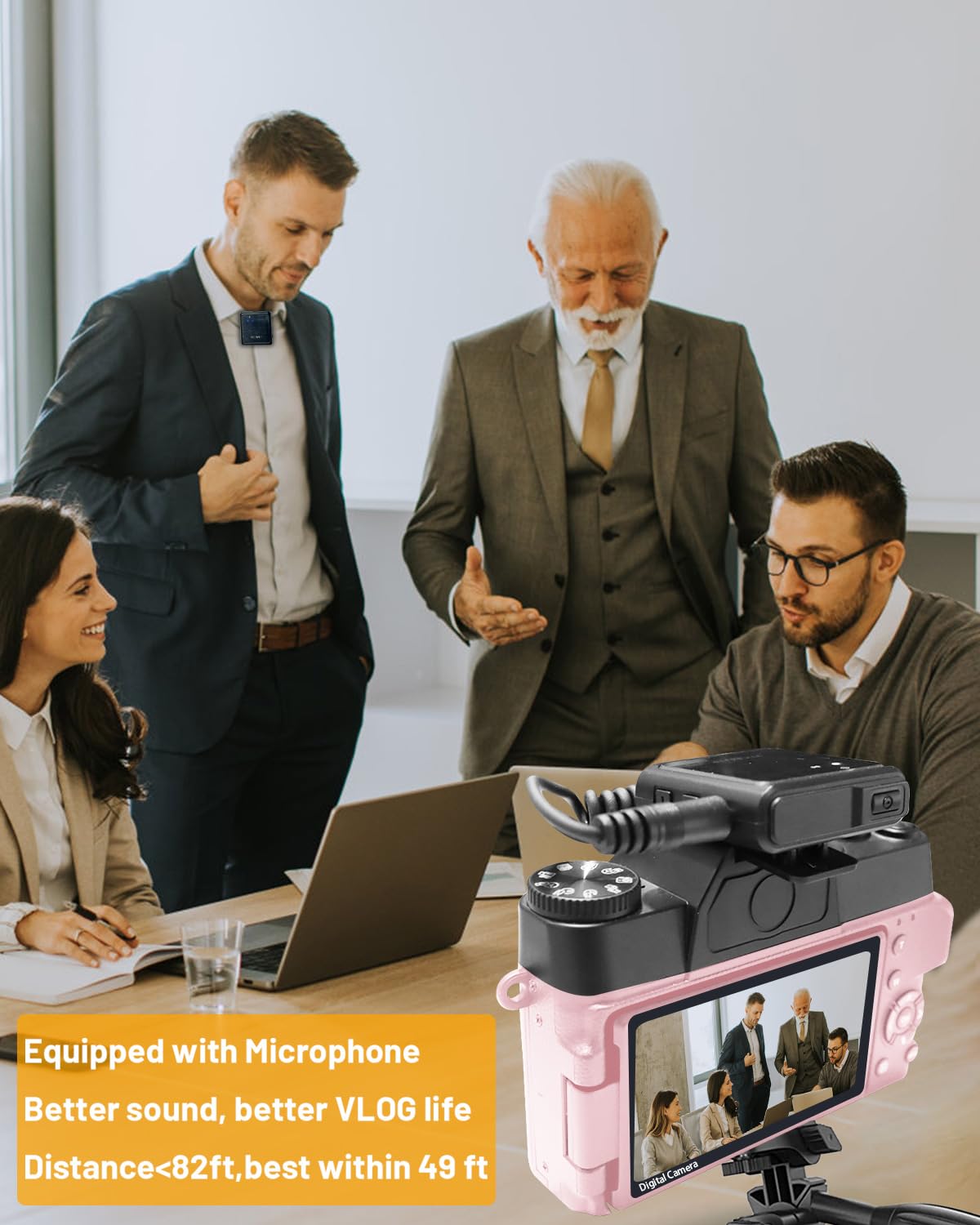 4K Digital Camera VJIANGER 48MP WiFi Vlogging Camera for YouTube with 180° Flip Screen, 16X Digital Zoom, 52mm Wide Angle & Macro Lens, 2 Batteries, 32GB TF Card(W02-Pink33)