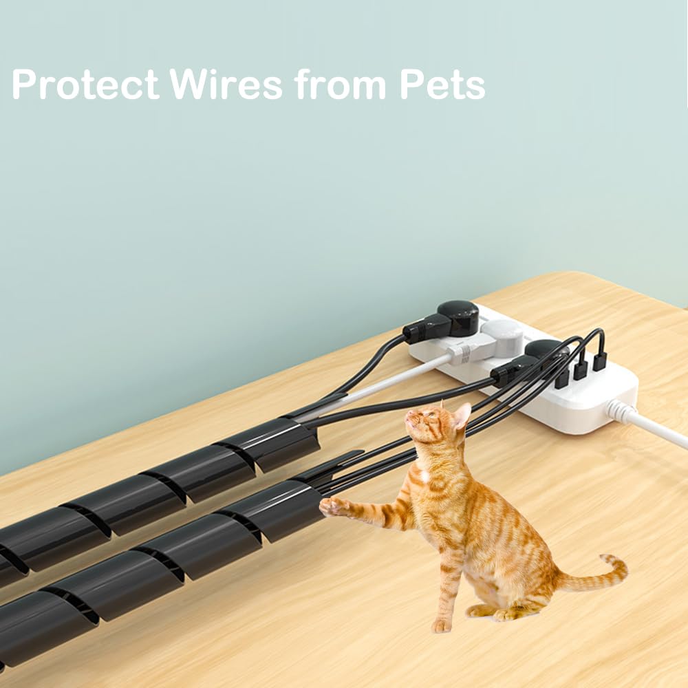 1/4" Spiral Cable Wrap - Wrapping Range:4mm-50mm- Spiral Wire Wrap Cord Covers Bundle Sleeve Hose for Computer Electrical Wire Organizer