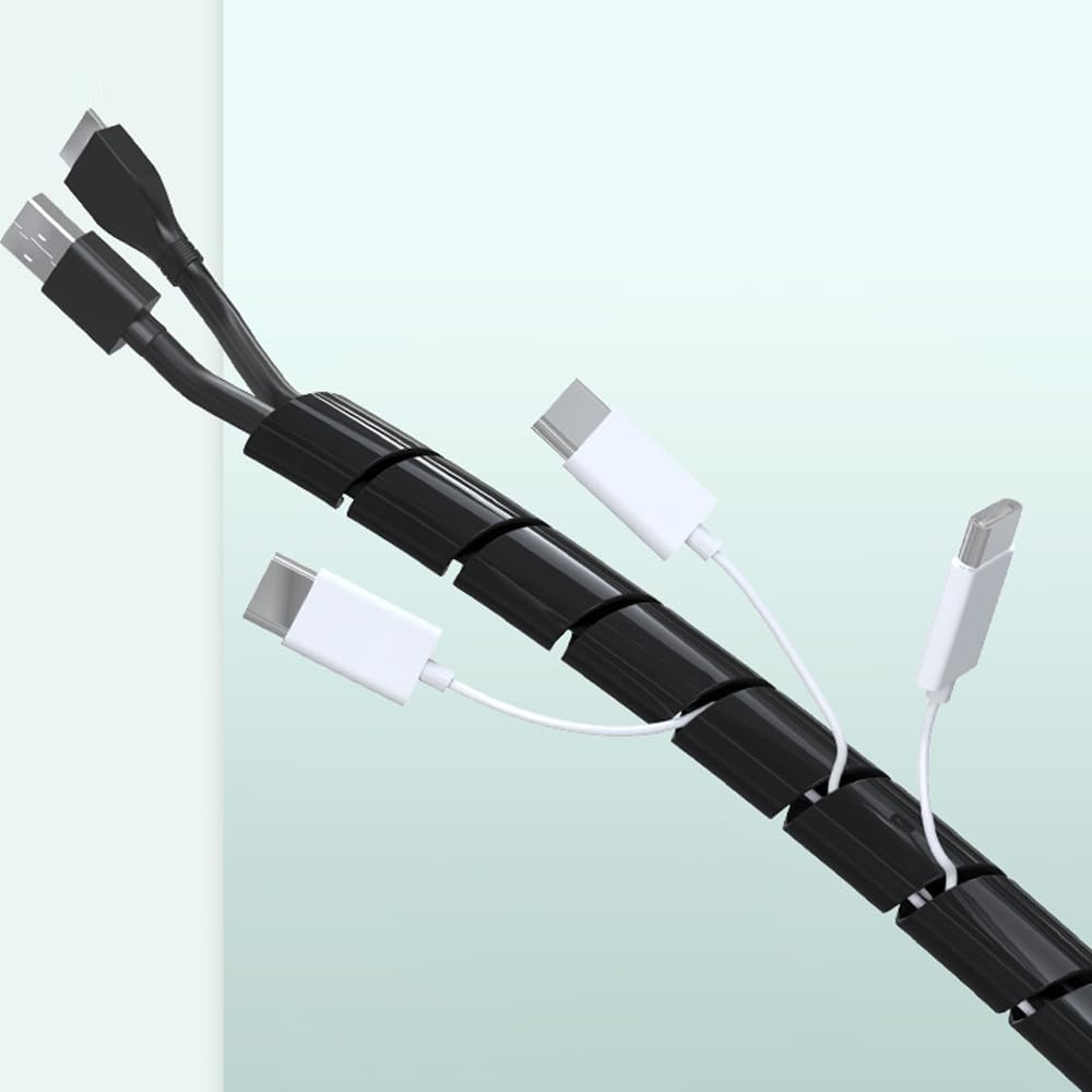 1/4" Spiral Cable Wrap - Wrapping Range:4mm-50mm- Spiral Wire Wrap Cord Covers Bundle Sleeve Hose for Computer Electrical Wire Organizer