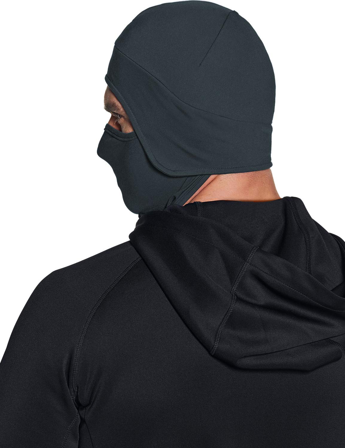 TSLA Men and Women Thermal Fleece Skull Cap, Winter Ski Cycling Under Helmet Liner, Running Beanie Hat, Skull Cap with Mask Charcoal, One Size