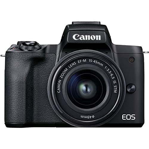 Camera Bundle for Canon EOS M50 Mark II Mirrorless Camera Black with EF-M 15-45mm F/3.5-6.3 is STM Lens + Accessories Pack (64GB, Gadget Case, Flash, and More) (Renewed)