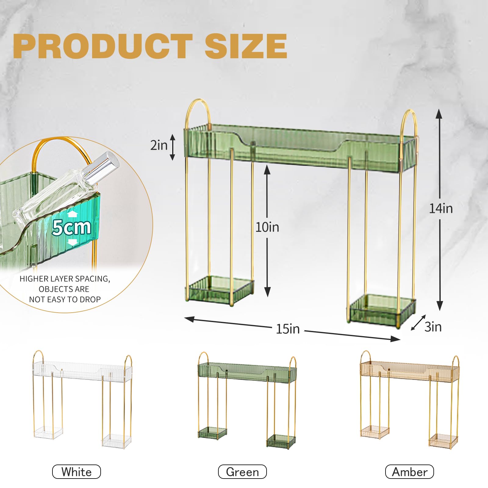 GHWMYD Bathroom Counter Organizer Cosmetics Skincare Shelf Organizer Bathroom Organizer Countertop Makeup Organizer Bathroom Shelf Organizer on The Faucet for Bathroom Kitchen Dresser (Green)