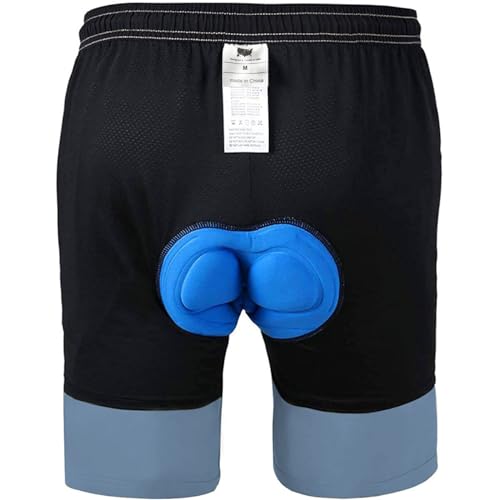 Men's Mountain Bike Shorts 3D Padded Bicycle MTB Shorts Loose-fit Lightweight MTB Cycling Shorts (Blue-L)