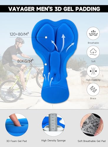Men's Mountain Bike Shorts 3D Padded Bicycle MTB Shorts Loose-fit Lightweight MTB Cycling Shorts (Blue-L)