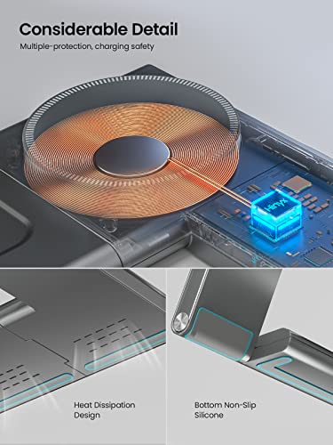 3-in-1 Foldable Magnetic Wireless Charger with MagSafe Charger Stand, Fast Magnetic Charging Station for iPhone 14/13/12 Series, iWatch 8/7/6/SE/5/4/3/2, AirPods 3/2/Pro (with QC 3.0 Adapter)